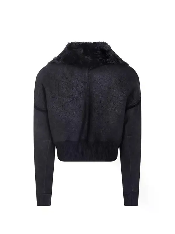 Rick Owens Cropped Flight Jacket With Shearling Interior