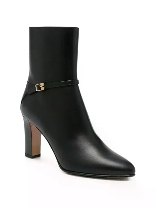 Valentino Garavani Buckle-strap Leather Ankle Boots - Black