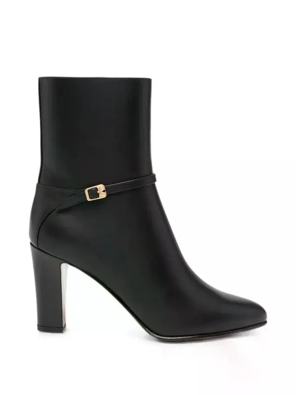 Valentino Garavani Buckle-strap Leather Ankle Boots - Black
