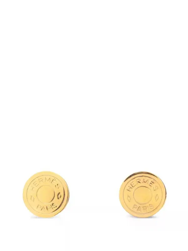 Hermès Tone Engraved Logo Clip-on Earrings