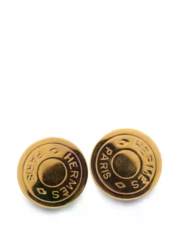 Hermès Tone Engraved Logo Clip-on Earrings