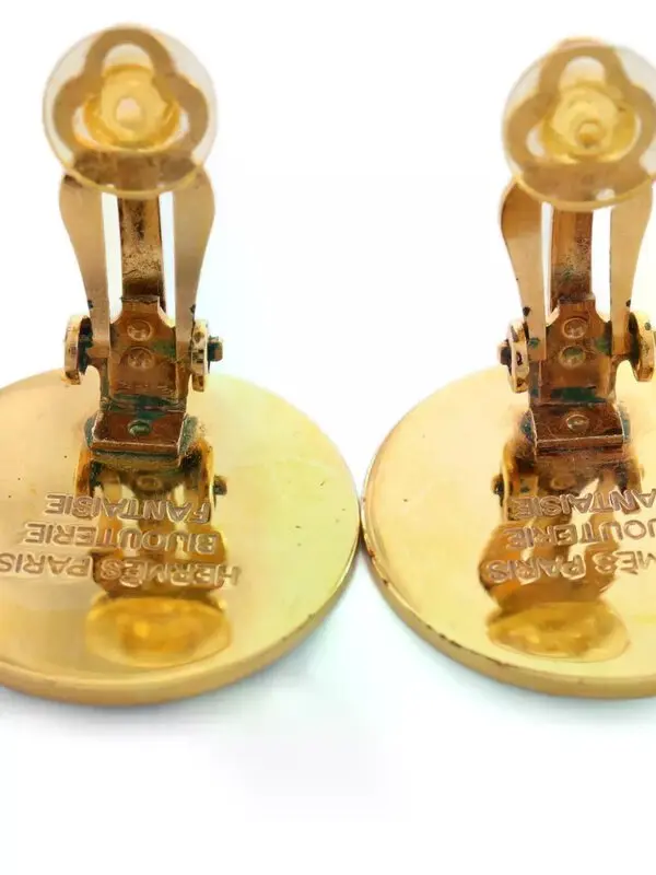 Hermès Tone Engraved Logo Clip-on Earrings