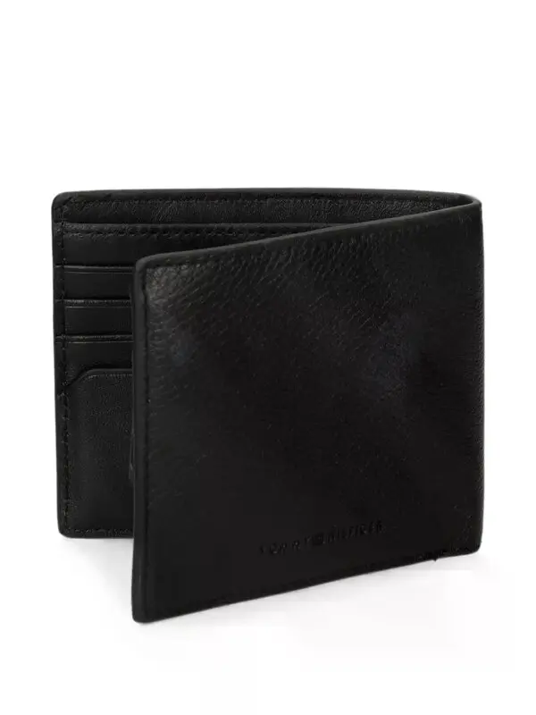 Tommy Hilfiger Logo-plaque Pebbled-leather Wallet - Black