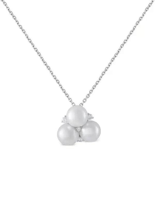 ASSAEL 18k White Gold Pearl And Diamond Necklace - Silver