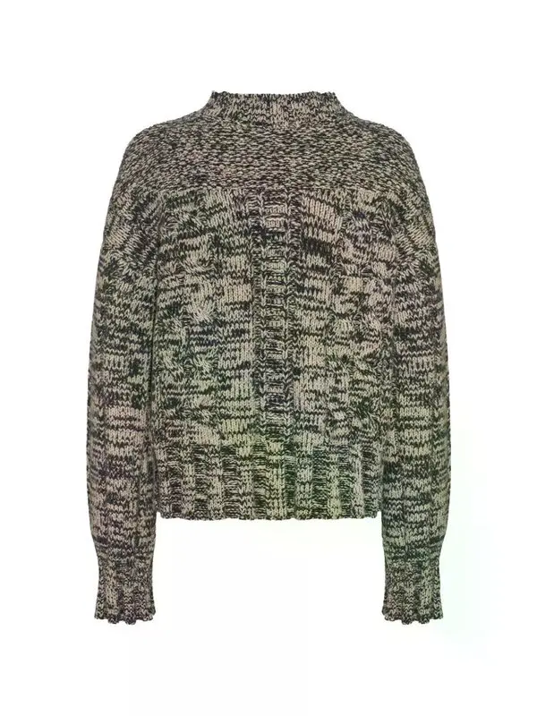 Malo Mélange Cable Knit High Neck Sweater - Black