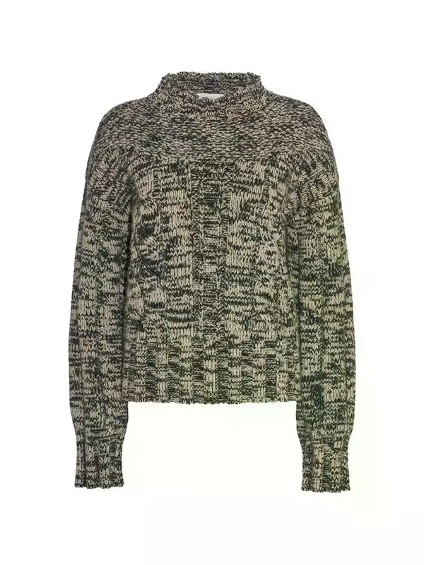 Malo Mélange Cable Knit High Neck Sweater