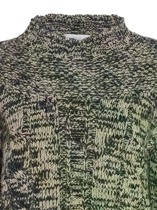 Malo Mélange Cable Knit High Neck Sweater