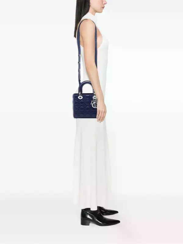 Dior Small Lambskin Cannage Lady Satchel - Blue