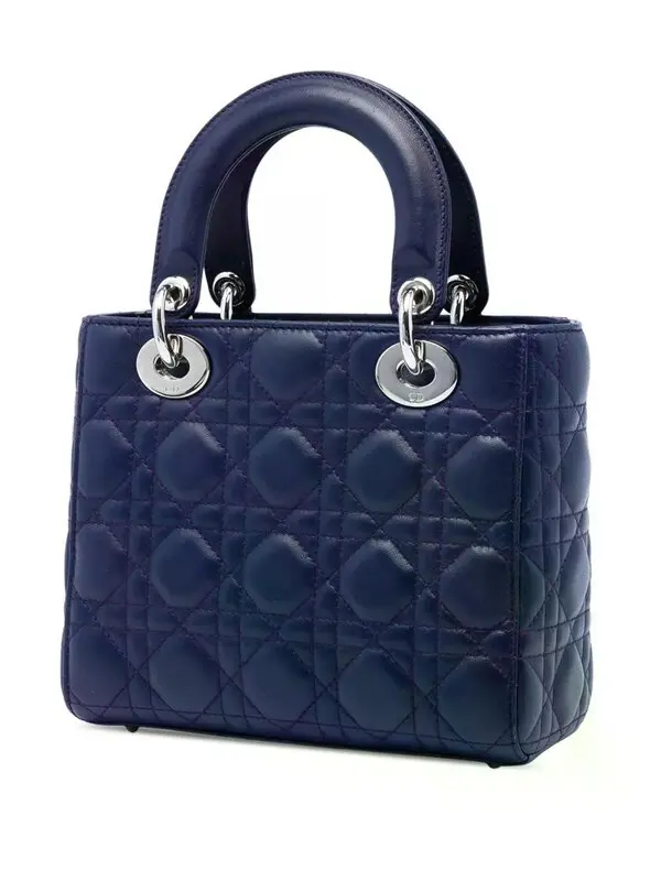 Dior Small Lambskin Cannage Lady Satchel - Blue
