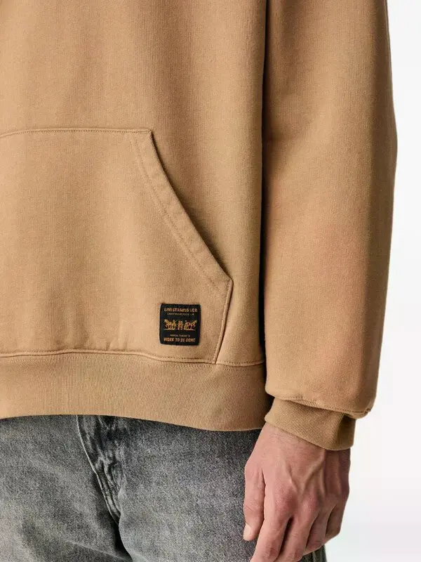 LEVI'S Logo-patch Drawstring Hoodie - Brown