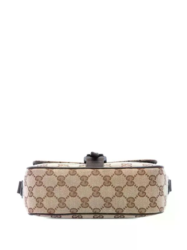 Gucci Gg Canvas Web Buckle Flap Crossbody Bag
