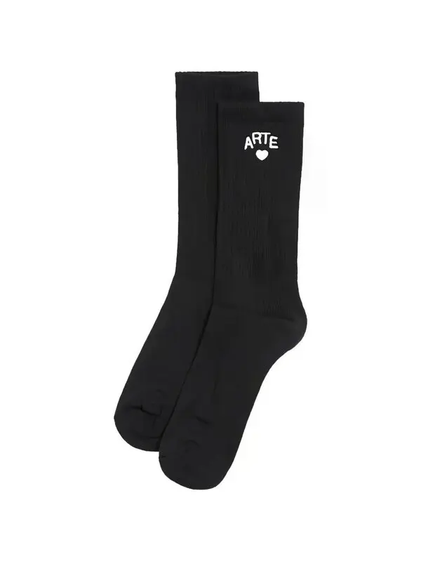 ARTE ANTWERP Logo Embroidered Ribbed Socks - Black