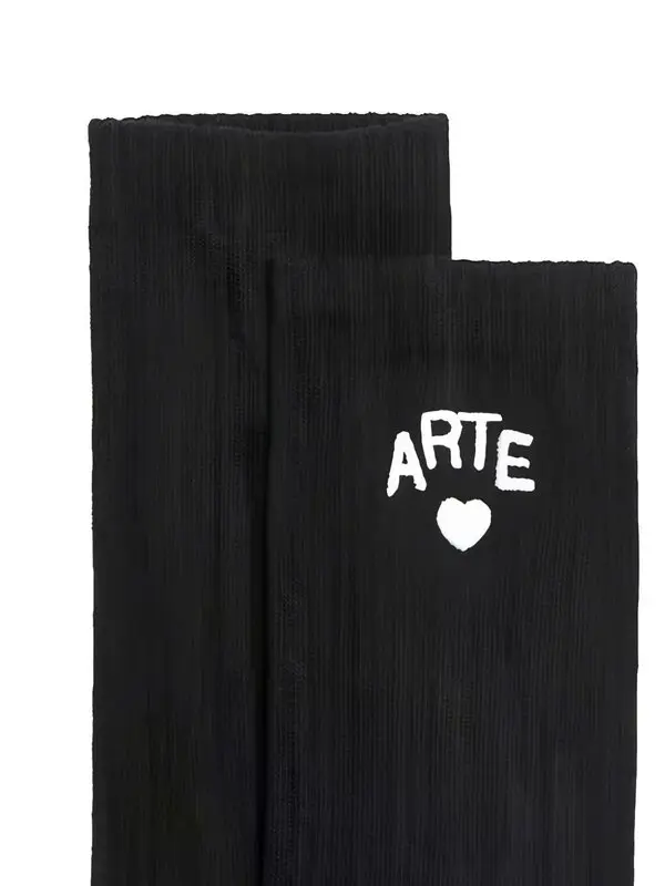 ARTE ANTWERP Logo Embroidered Ribbed Socks - Black