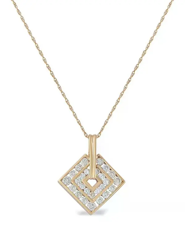 LB EXCLUSIVE 14k Yellow Diamond Geometric Pendant Necklace - Gold