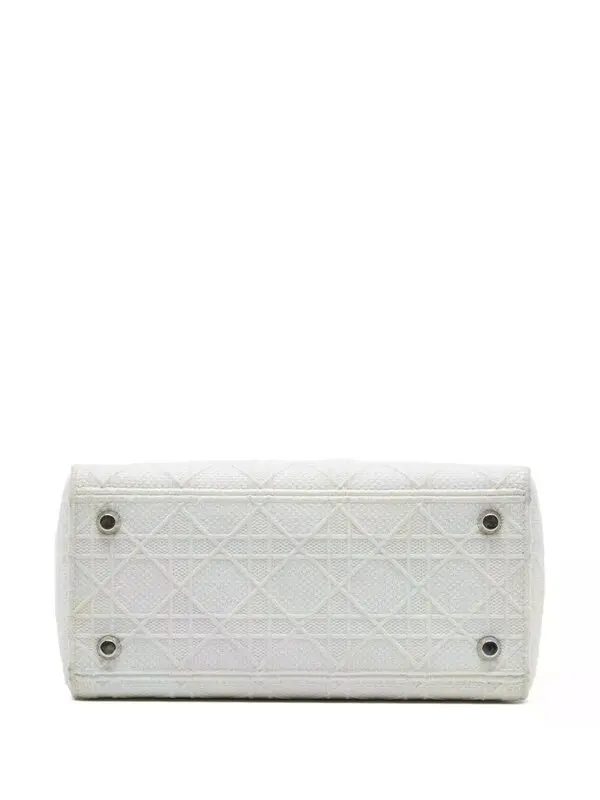Dior Medium Embroidered Canvas Cannage Lady D Lite Satchel - White