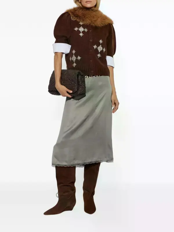 Munthe Crystal Embellished Puff-sleeve Cardigan
