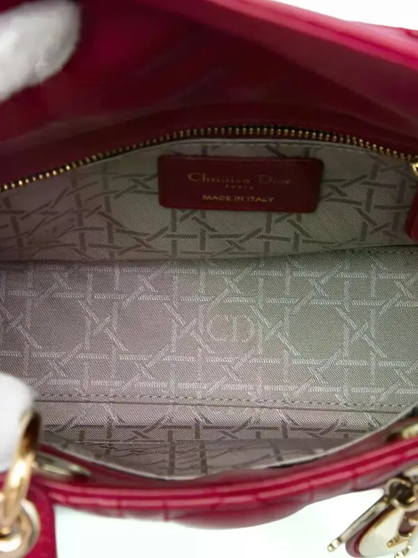 Dior Lambskin Cannage Lady Satchel - Red