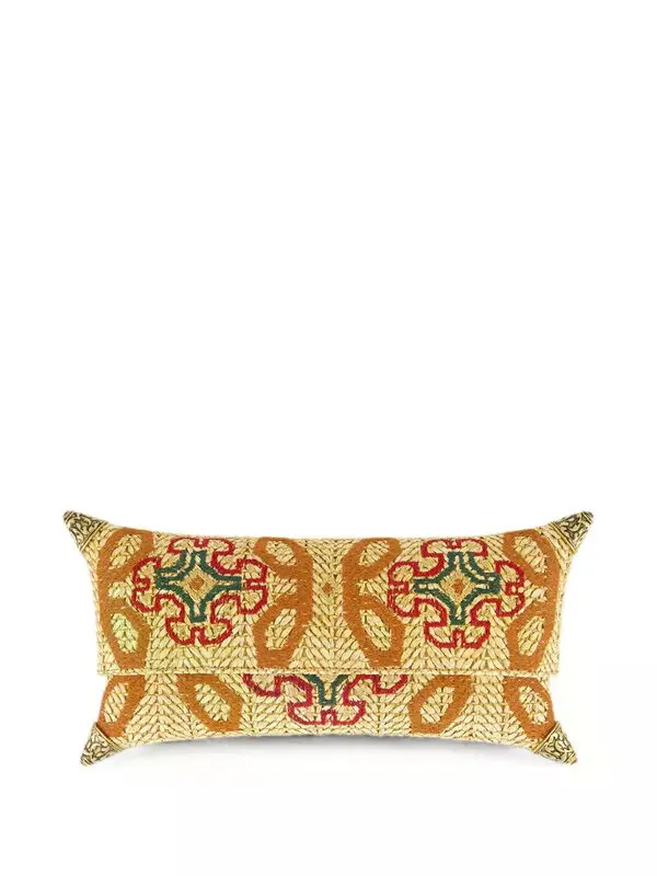 BAVASH DESIGN Embroidered Straw-effect Clutch Bag