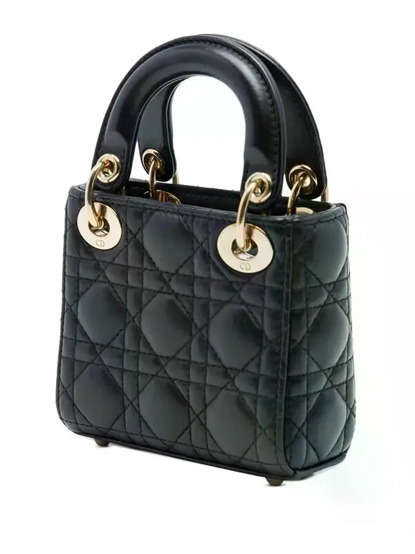 Dior Micro Lambskin Cannage Lady Satchel - Black