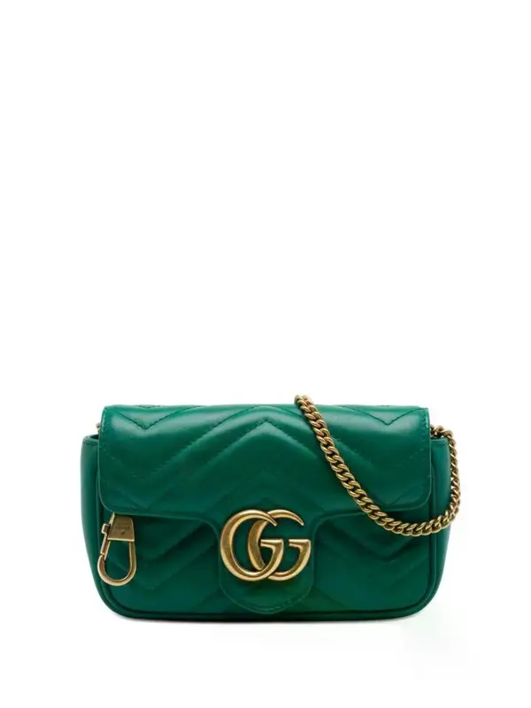 Gucci Matelasse Calfskin Flap Crossbody Bag - Green