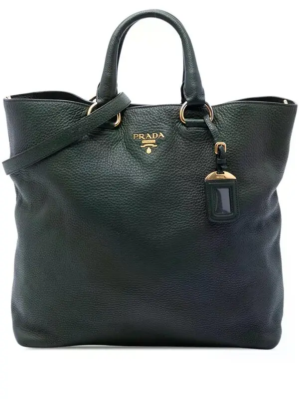 Prada Vitello Daino Convertible Tote Satchel - Green