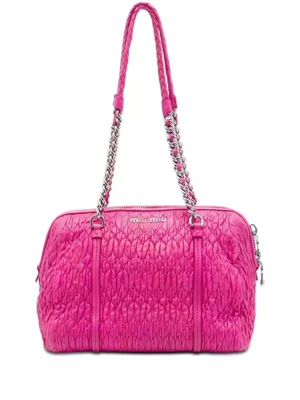 Miu Miu 2010 Matelasse Lambskin Shoulder Bag - Pink