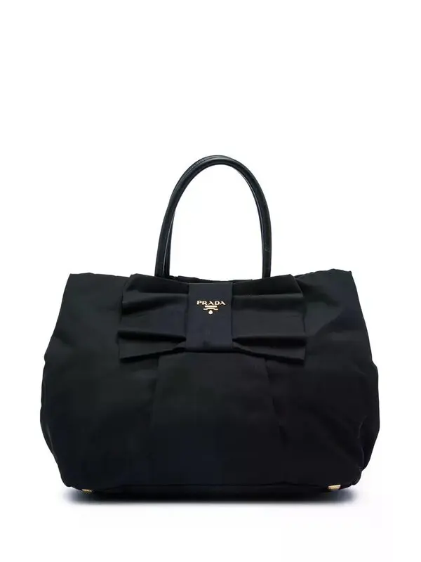 Prada Tessuto Bow Tote Bag - Black