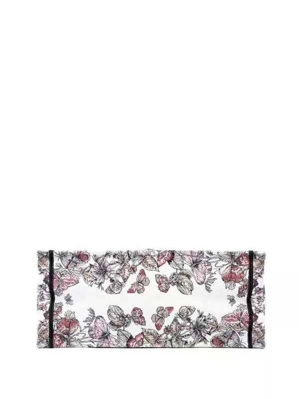 Dior Large Embroidered Canvas Butterfly Around The World Book Tote Bag - White