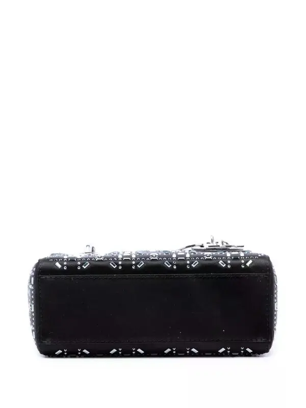 Dior 2020 Mini Satin Cannage Embellished Lady Satchel - Black