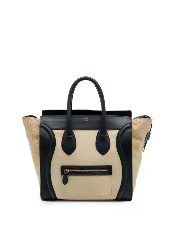 Celine 2010 Mini Bicolor Leather Luggage Tote Bag