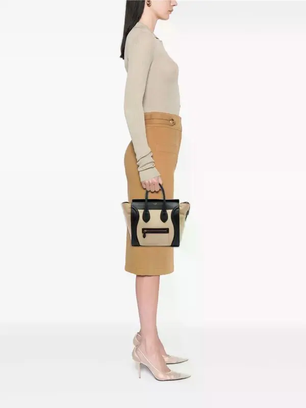 Celine 2010 Mini Bicolor Leather Luggage Tote Bag