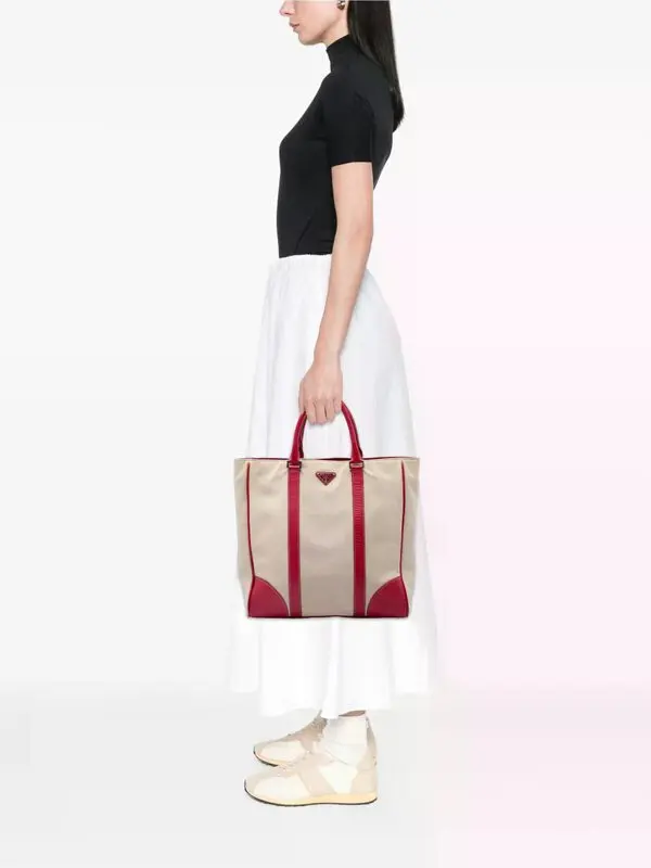 Prada Saffiano Trimmed Canvas Tote Bag