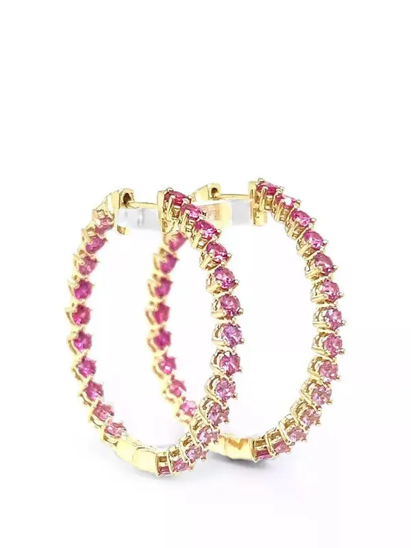 LISA NIK Rainbow Sapphire Hoop Earrings - Gold