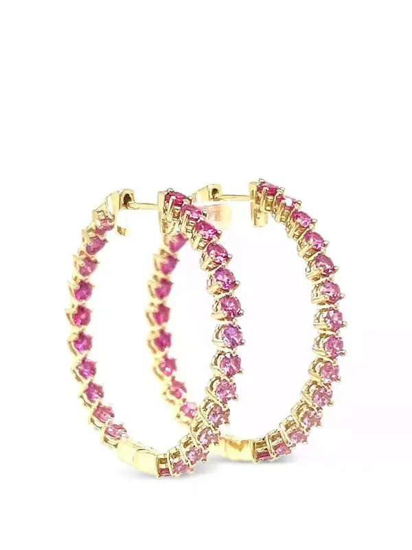 LISA NIK Rainbow Sapphire Hoop Earrings - Gold
