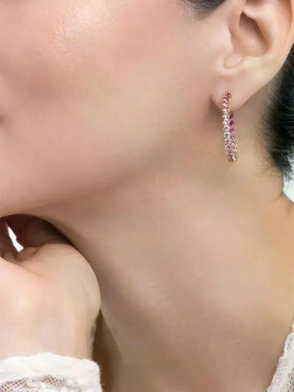 LISA NIK Rainbow Sapphire Hoop Earrings - Gold