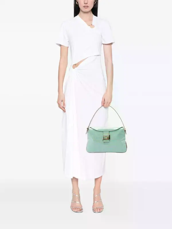 Fendi 2001 Zucchino Crystal Double Flap Shoulder Bag