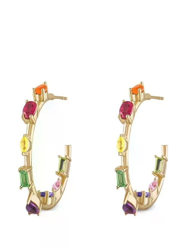 EDEN PRESLEY Mini Goddess Multi-stone Hoop Earrings - Gold