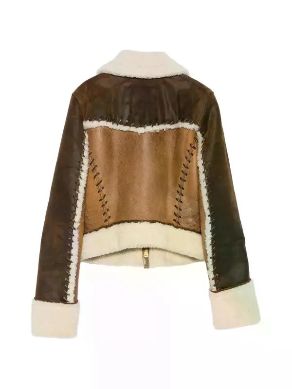 Dsquared2 Leather Zip-up Jacket With Whipstitch Detailing