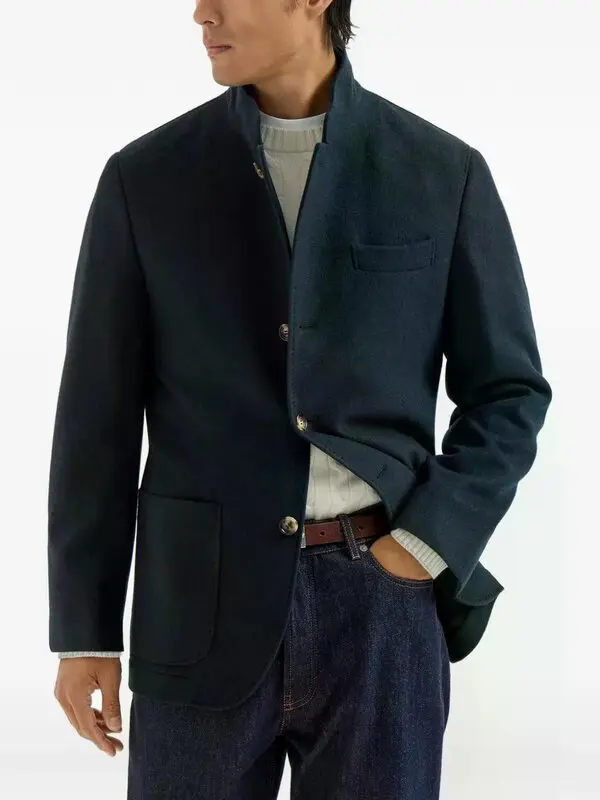 Brunello Cucinelli Cashmere Button-up Jacket - Blue