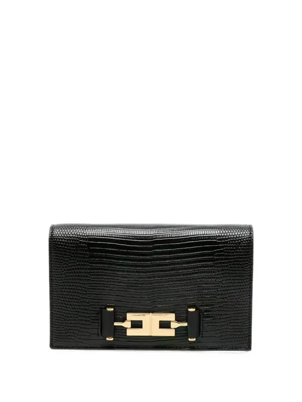 Elisabetta Franchi Lizard-effect Logo-plaque Mini Crossbody Bag