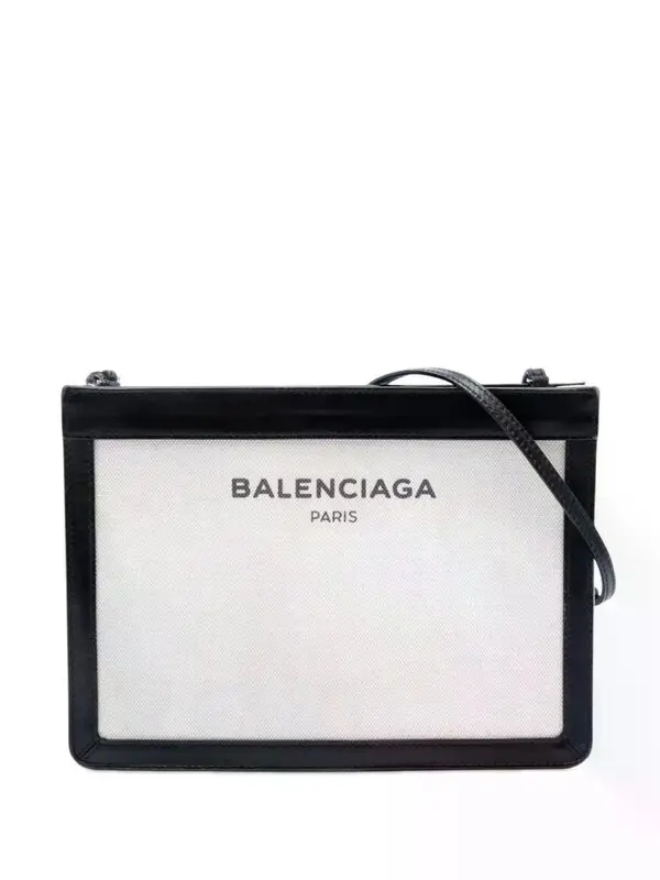 Balenciaga Canvas Navy Pochette Crossbody Bag - Brown