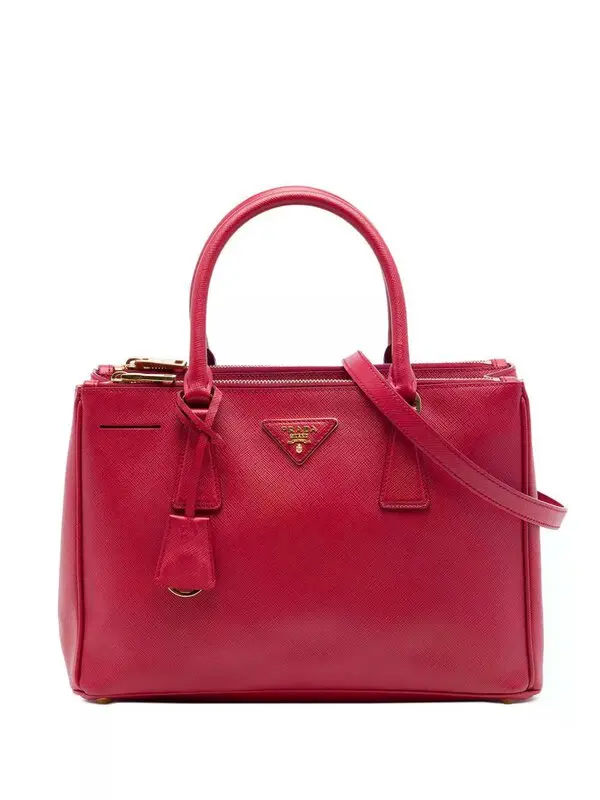 Prada Saffiano Lux Galleria Double Zip Satchel - Red