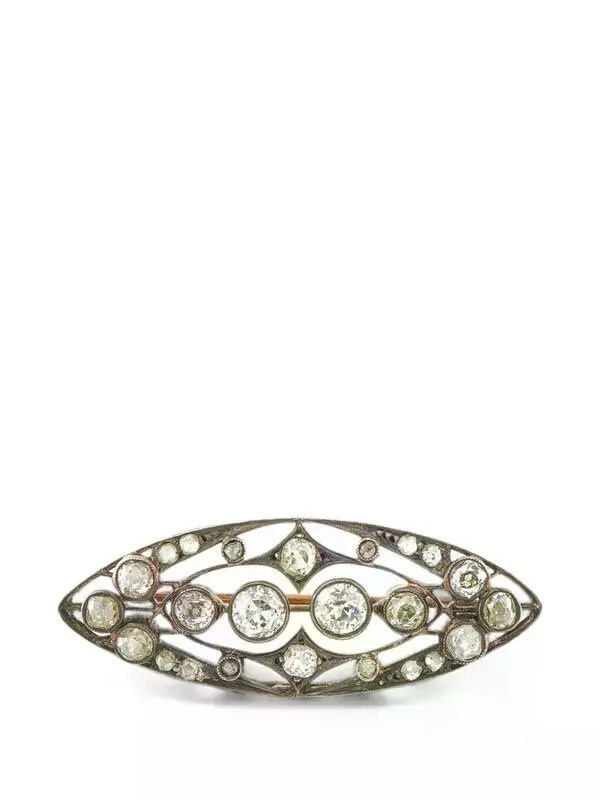 LB EXCLUSIVE Navette-shape Diamond Brooch In 14k Rose Gold - Black