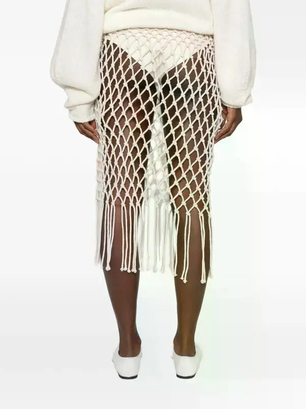 THE FRANKIE SHOP Macramé Fringed Midi Skirt