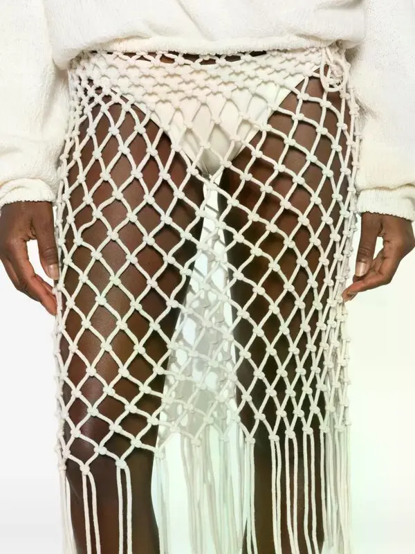 THE FRANKIE SHOP Macramé Fringed Midi Skirt