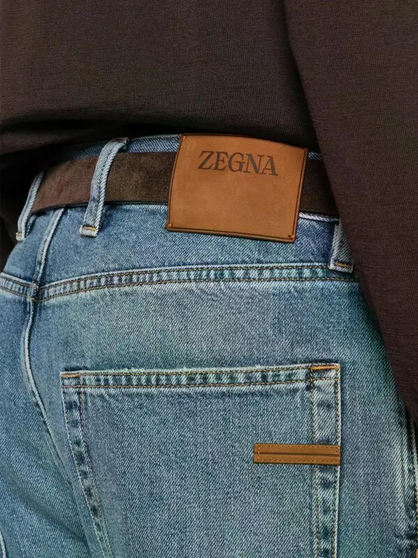 Zegna Logo-patch Straight-leg Jeans - Blue