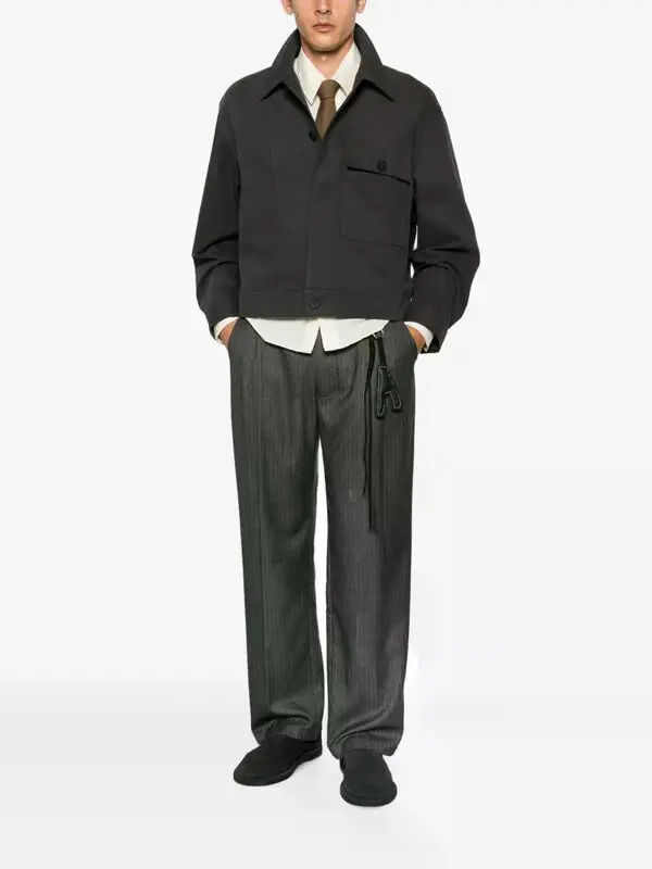 SONG FOR THE MUTE Charcoal Stripe Pattern Wide Leg Trousers