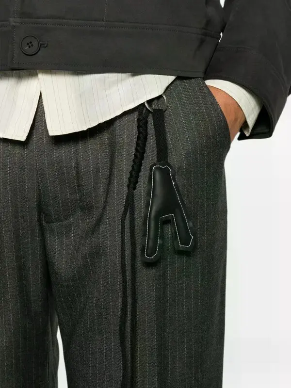 SONG FOR THE MUTE Charcoal Stripe Pattern Wide Leg Trousers