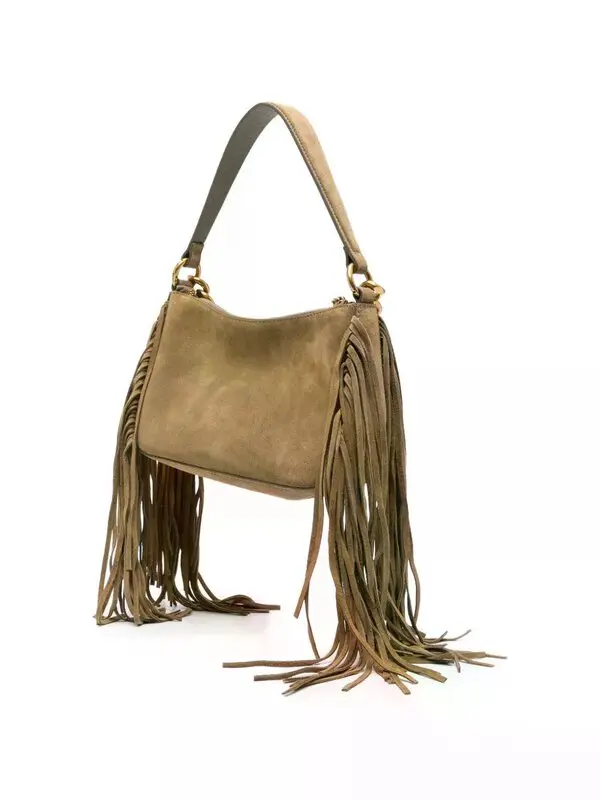 TWINSET Fringe Trim Suede Tote Bag - Green
