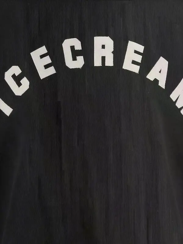 ICECREAM College Logo-print Striped-trim T-shirt - Black